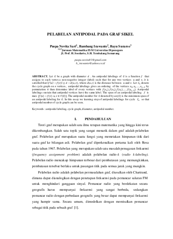 (PDF) Pelabelan Antipodal Pada Graf Sikel