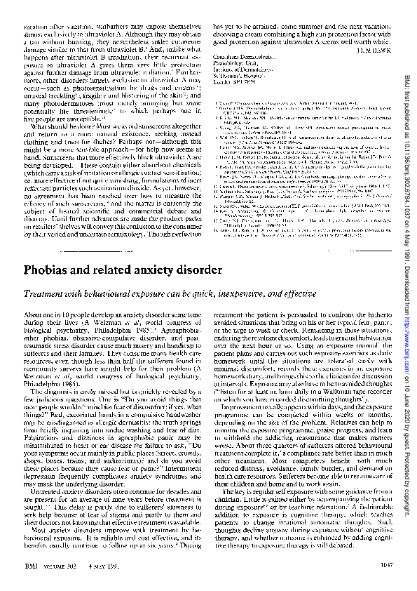 (PDF) Phobias and related anxiety disorder