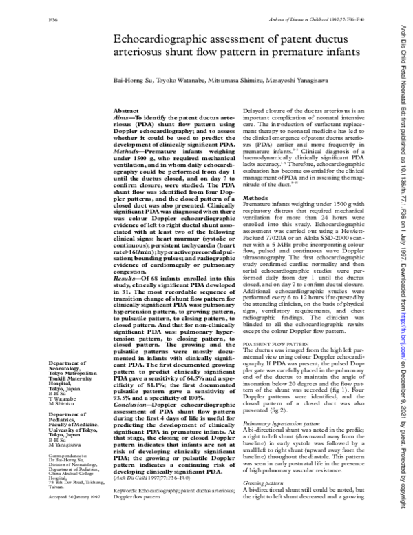 (PDF) Echocardiographic assessment of patent ductus arteriosus shunt ...