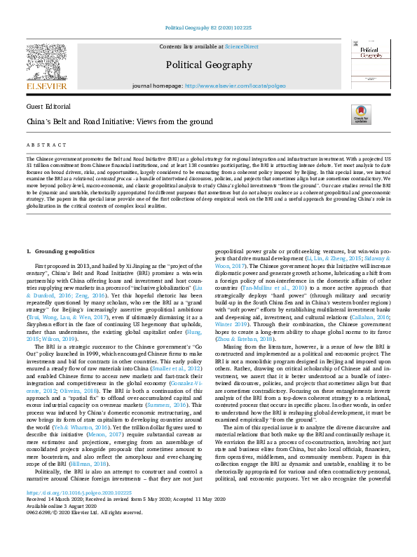 (PDF) China's Belt and Road Initiative: Views from the ground