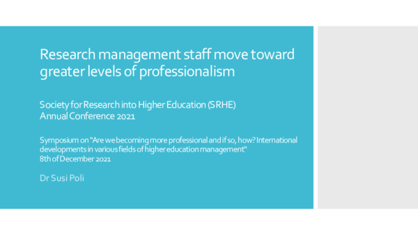 (PDF) Research management staff move toward greater levels of ...