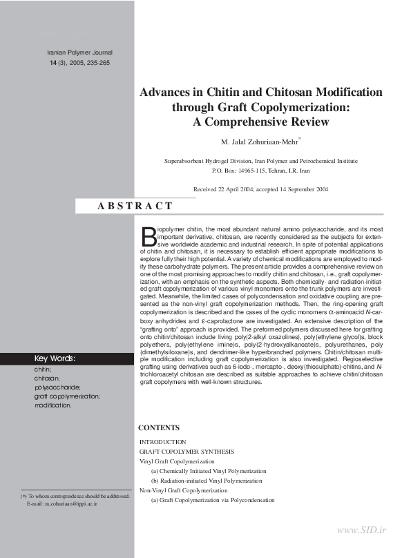 (PDF) Advances in Chitin and Chitosan Modification through Graft ...
