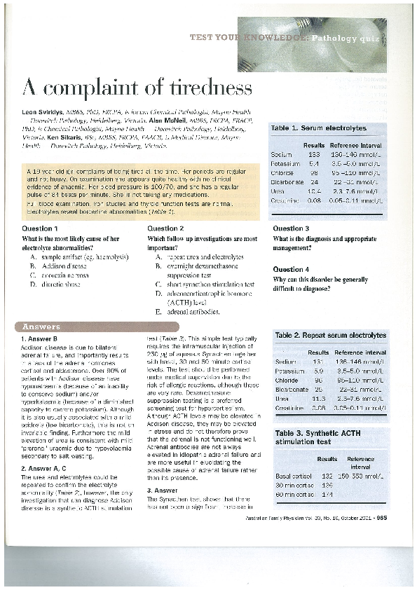 (PDF) A complaint of tiredness