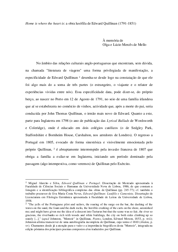 (PDF) Home is where the heart is: a obra lusófila de Edward Quillinan ...