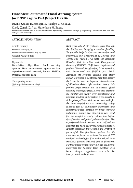 (PDF) FloodAlert: Automated Flood Warning System for DOST Region IV-A ...
