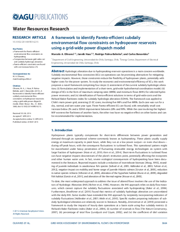 (PDF) A framework to identify Pareto-efficient subdaily environmental flow constraints on ...