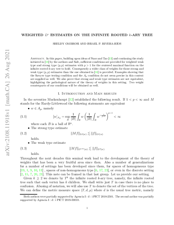(PDF) Weighted $$L^{p}$$ estimates on the infinite rooted k-ary tree ...