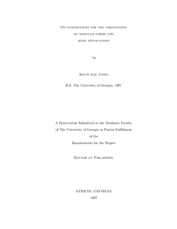 Pdf On Congruences For The Coefficients Of Modular Forms And Some