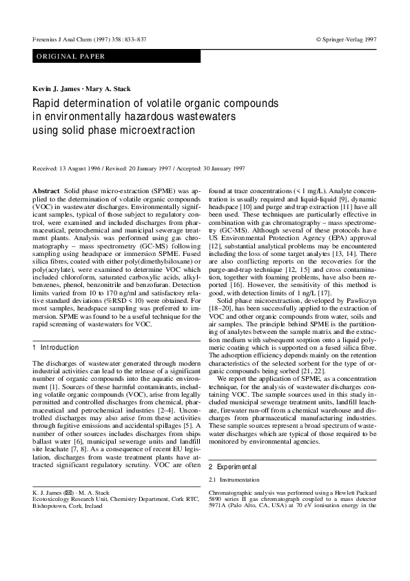(PDF) Rapid determination of volatile organic compounds in ...