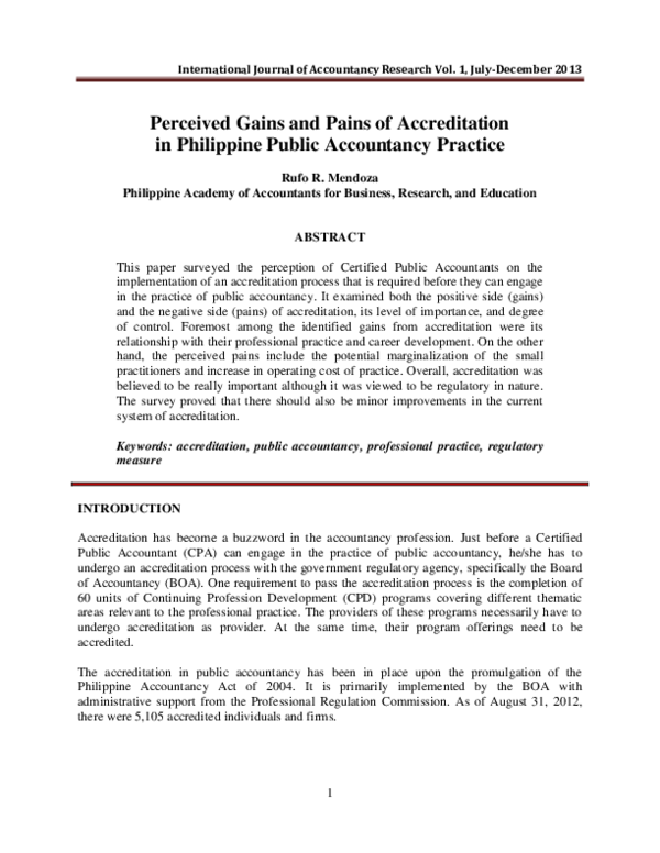 (PDF) Perceived Gains and Pains of Accreditation in Philippine Public ...