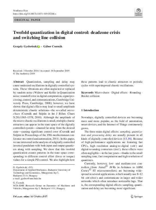 Pdf Twofold Quantization In Digital Control Deadzone Crisis And Switching Line Collision