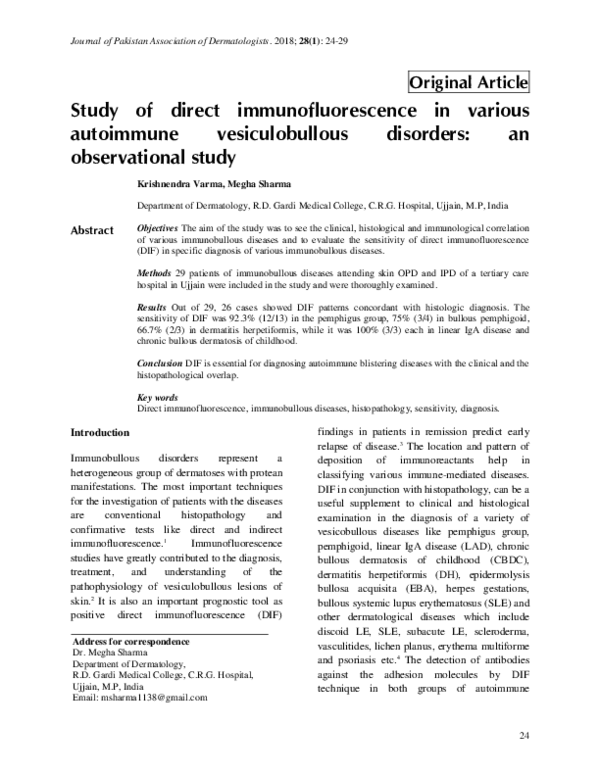 (PDF) Study of direct immunofluorescence in various autoimmune ...