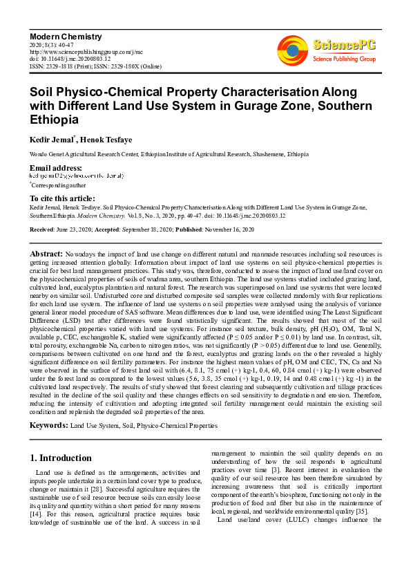 (PDF) Soil Physico-Chemical Property Characterisation Along with Different Land Use System in ...