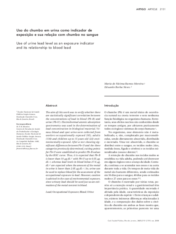 (PDF) Use of urine lead level as an exposure indicator and its ...