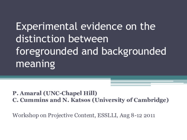 (PDF) Experimental evidence on the distinction between foregrounded and ...
