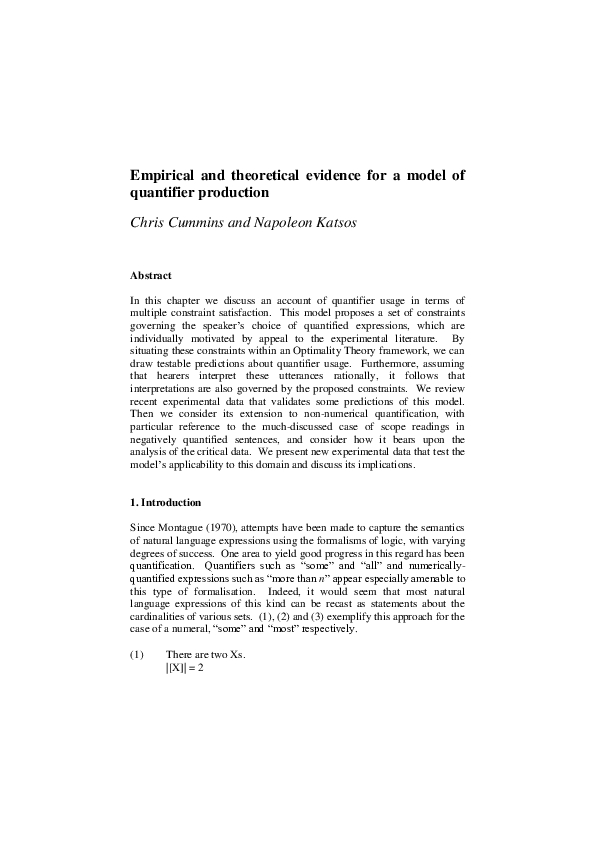 (PDF) Empirical and theoretical evidence for a model of quantiﬁer ...