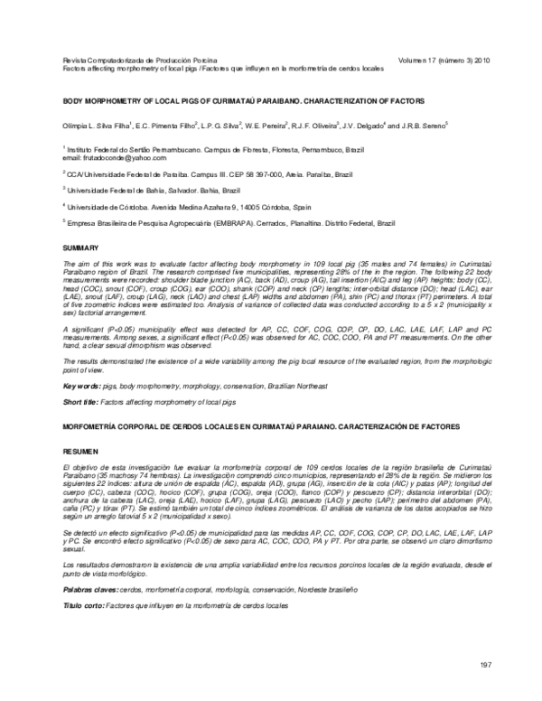 (PDF) Body Morphometry of Local Pigs of Curimataú Paraibano ...