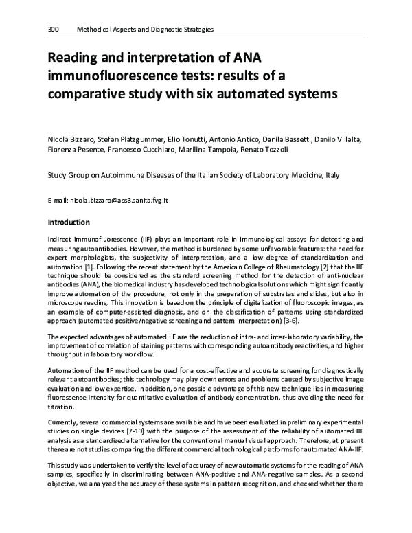 (PDF) Reading and interpretation of ANA immunofluorescence tests ...