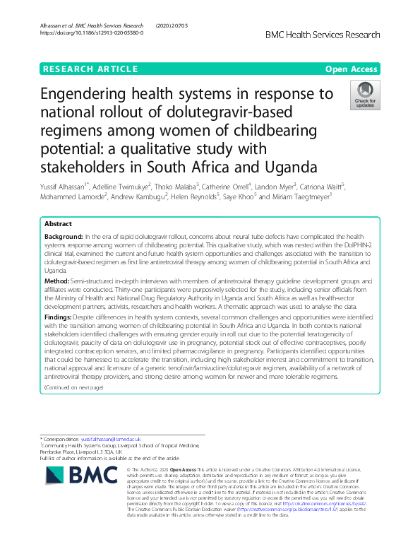 Pdf Engendering Health Systems In Response To National Rollout Of
