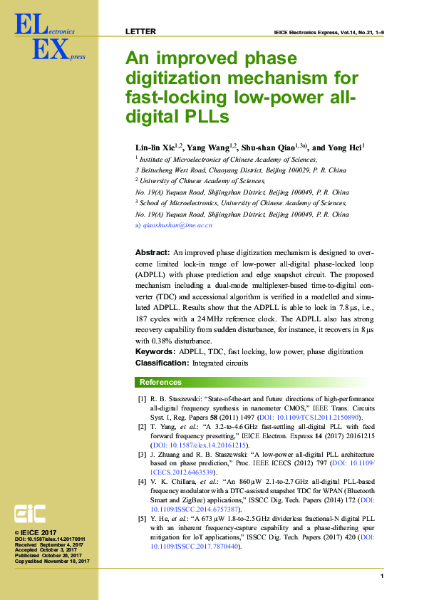 (PDF) An improved phase digitization mechanism for fast-locking low ...