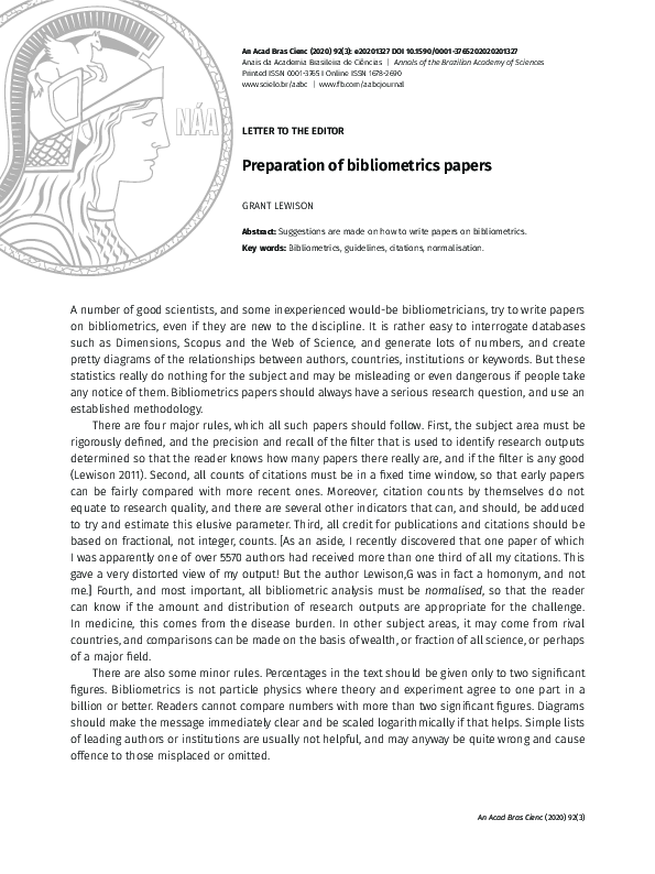 (PDF) Preparation of bibliometrics papers