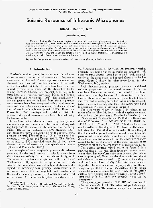 (PDF) Seismic response of infrasonic microphones
