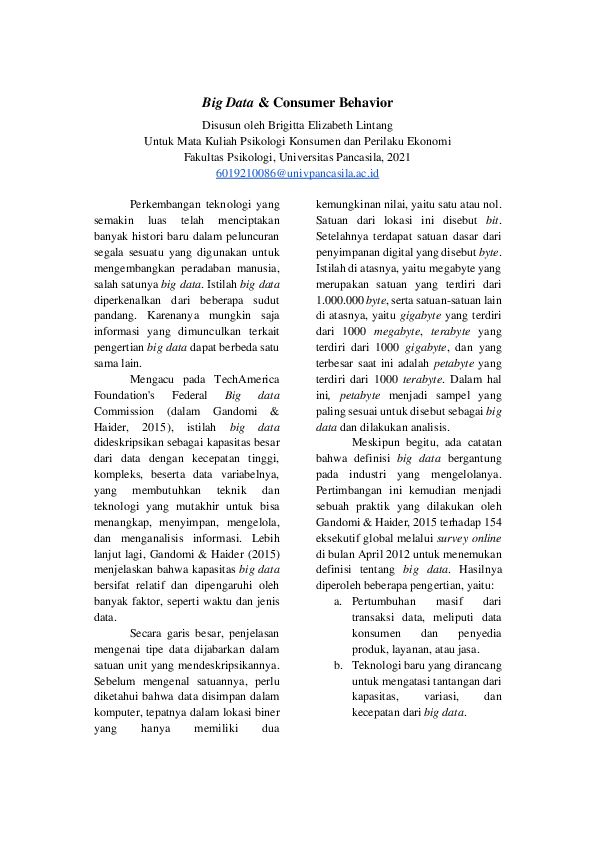 (PDF) Big Data & Consumer Behavior