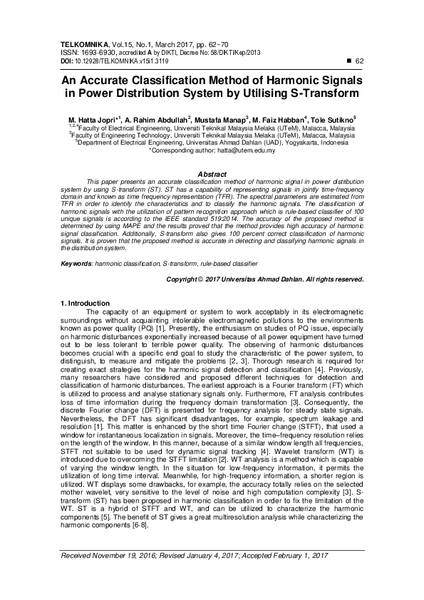 (PDF) An Accurate Classification Method of Harmonic Signals in Power Distribution System by ...