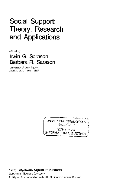 (PDF) Social support: Theory, research and applications
