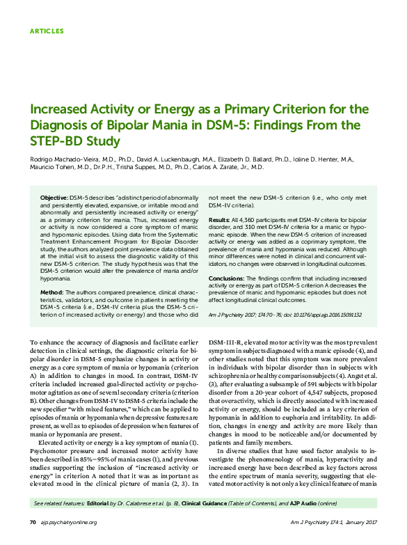 (PDF) Increased Activity or Energy as a Primary Criterion for the ...