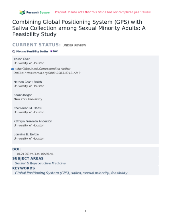 (PDF) Combining Global Positioning System (GPS) with Saliva Collection among Sexual Minority ...