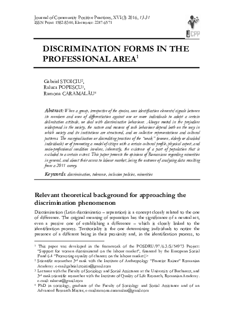 (PDF) Discrimination Forms in the Professional Area