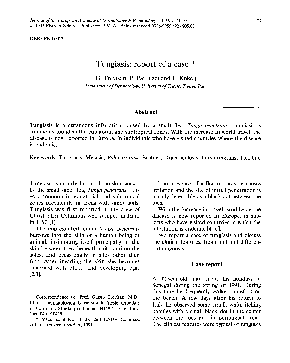 (PDF) Tungiasis: report of a case