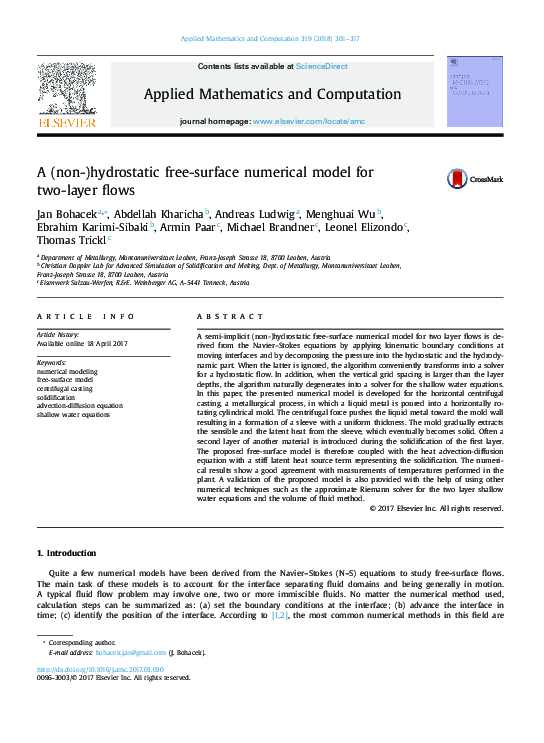 (PDF) A (non-)hydrostatic free-surface numerical model for two-layer flows