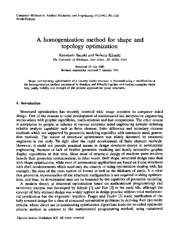 (PDF) A homogenization method for shape and topology optimization