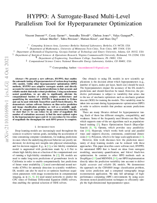 (PDF) HYPPO: A Surrogate-Based Multi-Level Parallelism Tool for Hyperparameter Optimization ...