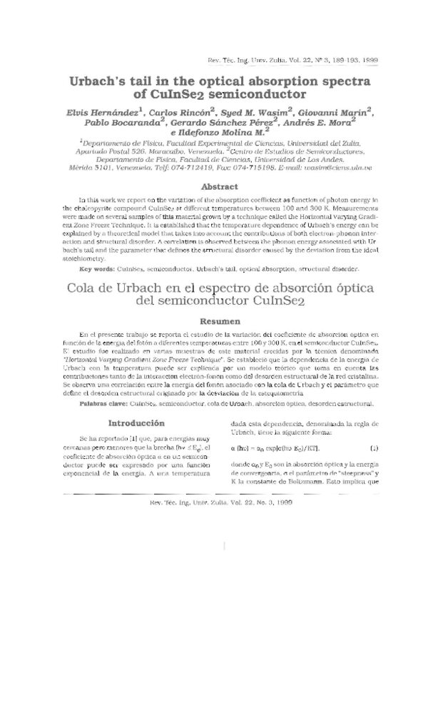(PDF) Urbach s tail in the optical absorption spectra of CuInSe2 ...