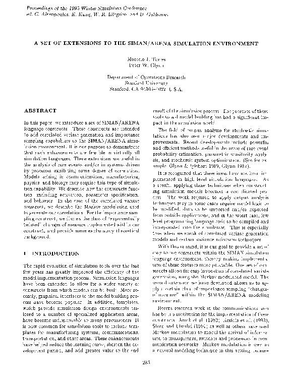 (PDF) A set of extensions to the SIMAN/ARENA simulation environment