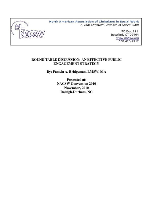 (PDF) Round Table Discussion: An Effective Public Engagement Strategy