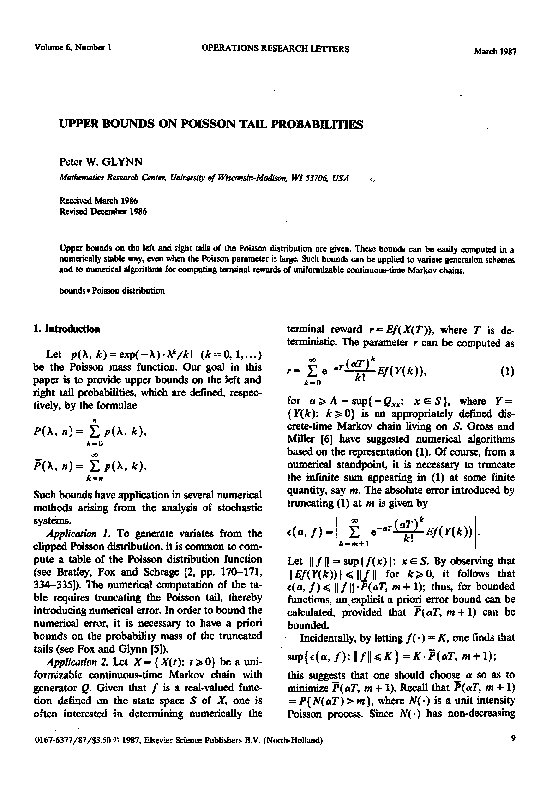 (PDF) Upper bounds on Poisson tail probabilities
