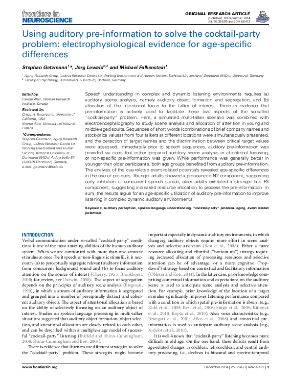 (PDF) Using auditory pre-information to solve the cocktail-party ...