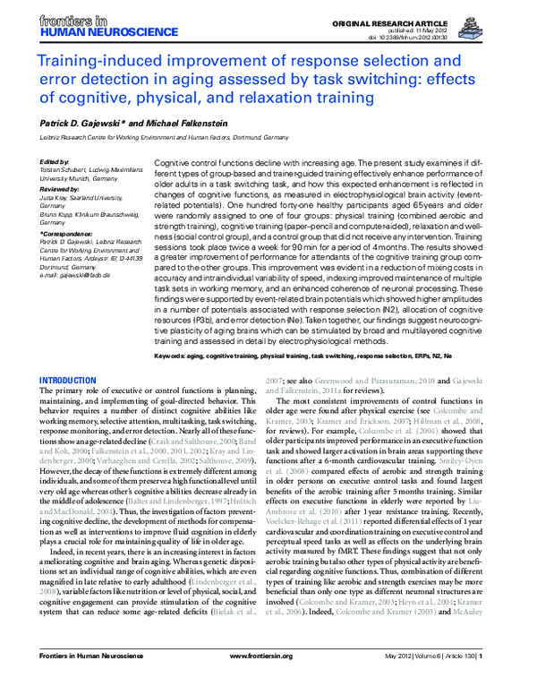 (PDF) Gajewski & Falkenstein. Trainig induced improvement of response ...