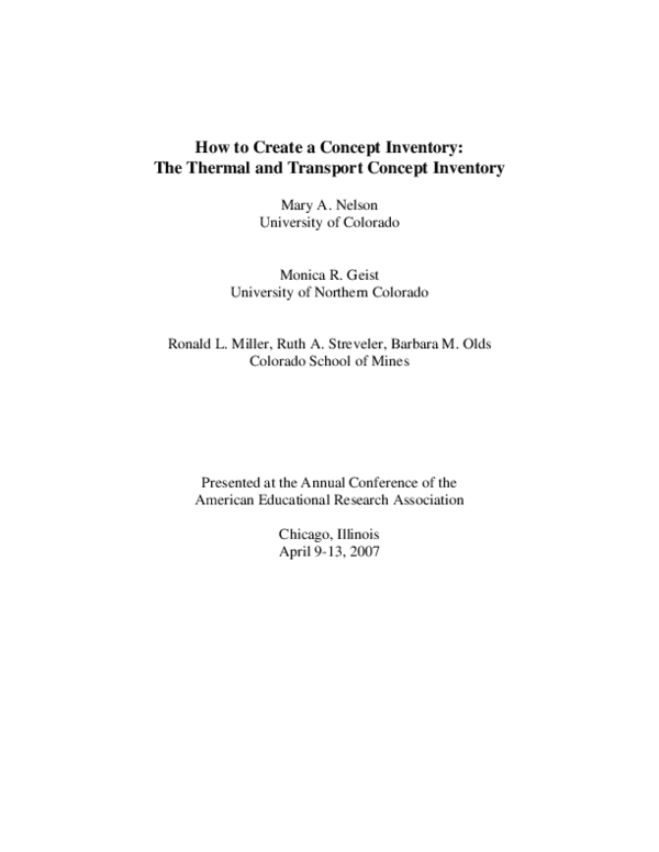 (PDF) How to create a concept inventory: The thermal and transport ...