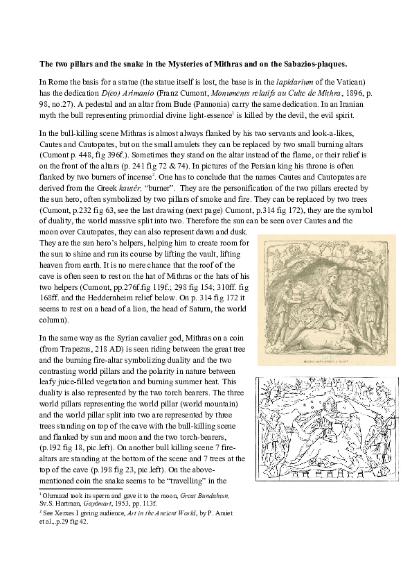 (DOC) The two pillars and the snake in the Mysteries of Mithras and on ...