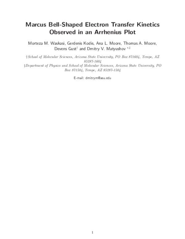(PDF) Marcus Bell-Shaped Electron Transfer Kinetics Observed in an ...