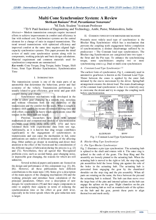 (PDF) Multi Cone Synchronizer System : A Review