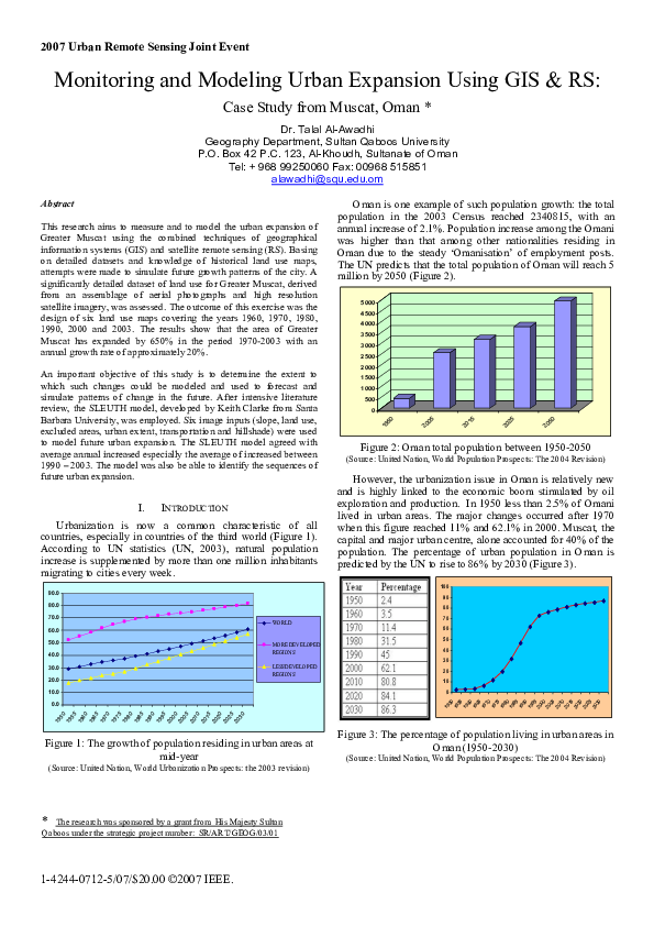 Pdf Monitoring And Modeling Urban Expansion Using Gis And Rs Case