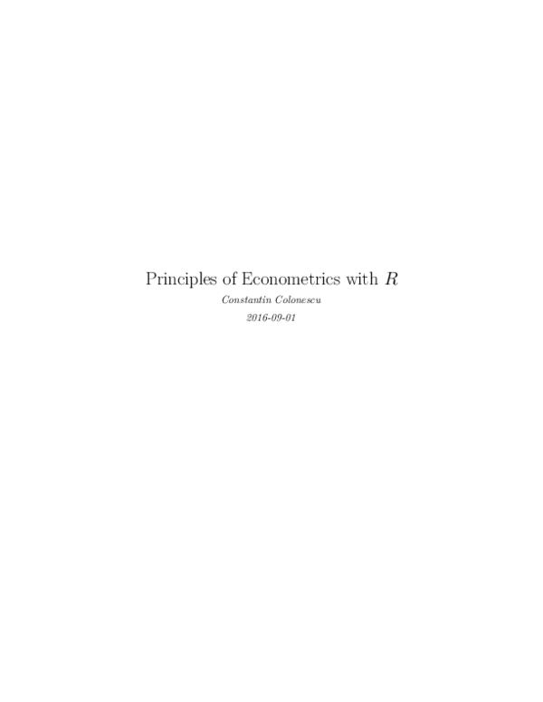 Pdf Principles Of Econometrics With R