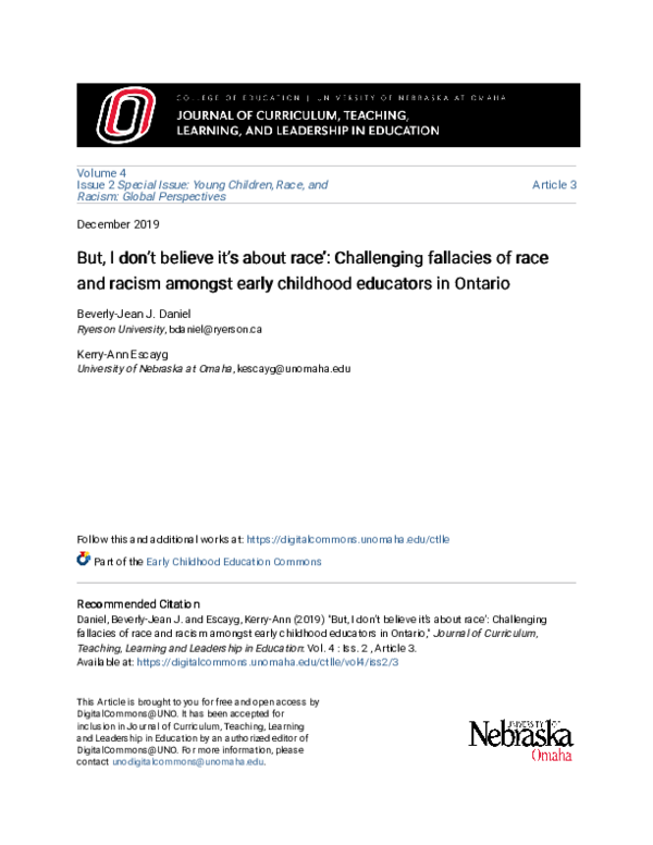 (PDF) But, I don’t believe it’s about race’: Challenging fallacies of ...