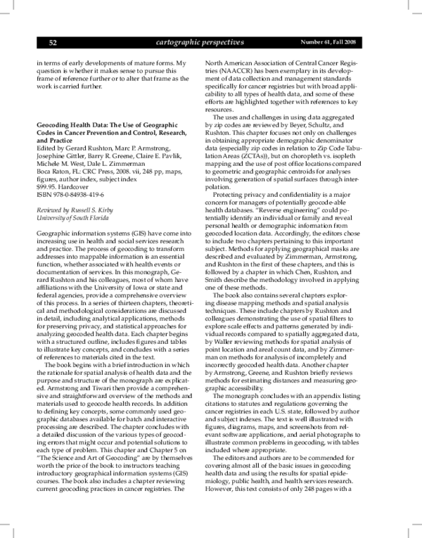 (PDF) Geocoding health data: the use of geographic codes in cancer ...